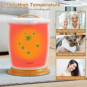 COSTWAY Bucket Style Towel Warmer, Large Towel Warmer with Fragrance Holder, Fits up to Two 40” x 70” Oversized Towels, Bathrobes, Blankets, Auto Shut Off, Luxury Towel Warmer for Bathroom, Spa