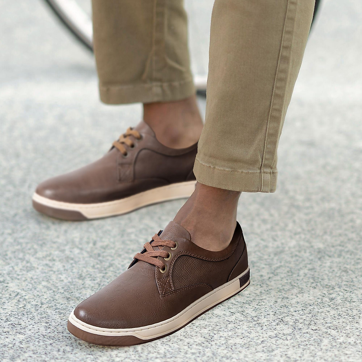 Jousen Men's Casual Shoes Memory Foam Mens Fashion Sneakers 3 Eyelets Business Dress Sneaker (A81Q06 Dark Brown 10.5)