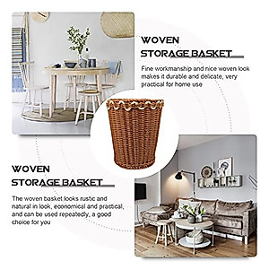 Ipetboom Seagrass Waste Basket Woven Trash Can with Lid Wicker Garbage Bin Rattan Rubbish Container Rustic Storage Basket Laundry Hamper for Kitchen Home Office