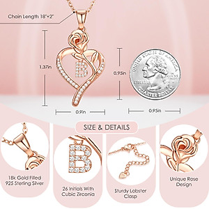 PAITAIN Rose Heart Initial Necklace for Women Necklace for Wife Girlfriend Mom Jewelry for Women-B