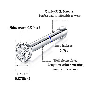 Jconly 46Pcs Ear Nose Lip Piercing Kit - 20G 18G Professional Colorful for 316L Steel Needles Clamps…