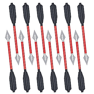 6.25 Inch Aluminum Crossbow Bolts Set with Sharp Metal Tip 50-80LB Mini Archery Crossbow Arrows for Shooting Target Practice Small Hunting Game (12pcs, Red)