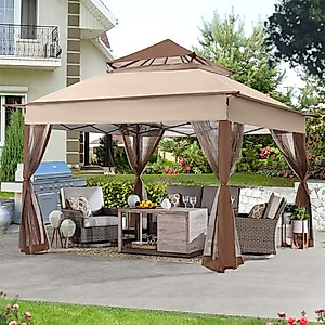 ABCCANOPY Pop Up Gazebo 11x11 - Outdoor Canopy Tent with Mosquito Netting for Patio Garden Backyard (Beige)