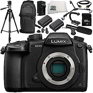 Panasonic Lumix DC-GH5 Mirrorless Micro Four Thirds Digital Camera 13PC Accessory Bundle – Includes 64GB SD Memory Card + More - International Version (No Warranty)