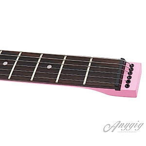 Anygig Electric Guitar Practice Portable Travel 82CM 1.6KG Pink Matte 25.5" Full Scale with Gigbag Right Handed