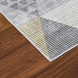 COZYLOOM Modern Abstract Area Rug, Chic Contemporary Geometric Indoor Rug Soft Low Pile Washable Throw Carpet Non-Shedding Living Room Bedroom Dining Home Office Area Rug Yellow 8x10 feet