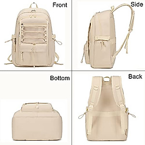 Sunborls Travel Laptop Backpacks with Girls Weekend Leisure Day Vacation Backpack Unisex 15.6inch School Cute Lightweight High-Capacity The Gift Bookbag(Off-White)