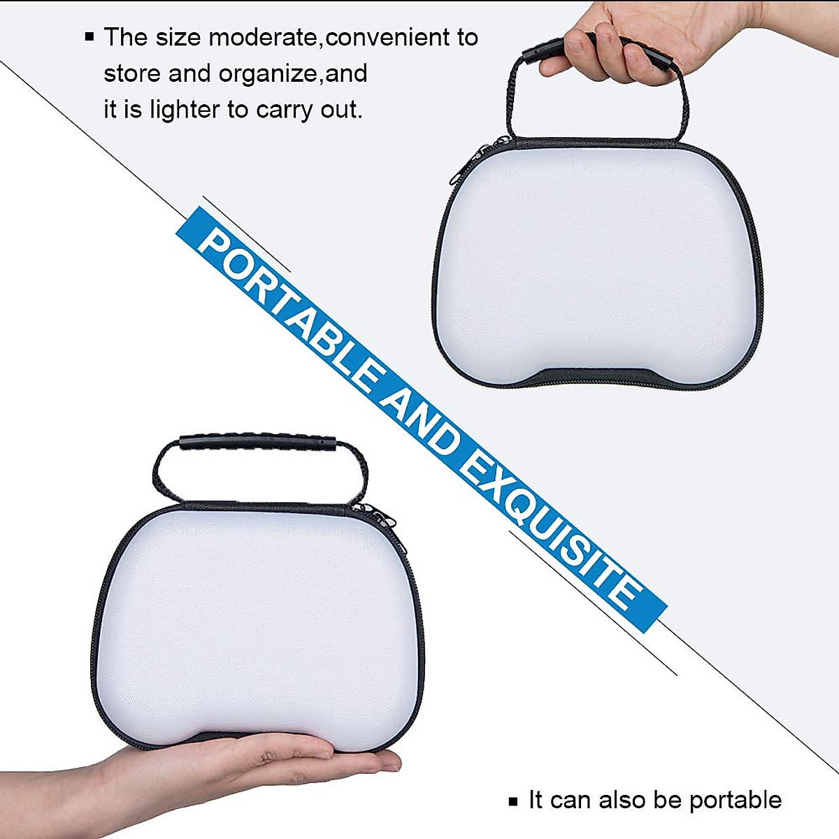 ASFSKY PS5 DualSense Controller Carry Case PS5 Controller Storage Bag Travel Carrying Case Holder Shockproof Protective Hard Case for PlayStation 5 DualSense Controller (WHITE+BLACK)