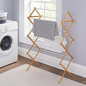 SECTTI Collapsible Bamboo Laundry Drying Rack - Save Space and Simplify Laundry Days with Lightweight Durability Lightweight at only 3.56 pounds Make Your Laundry Days Simple