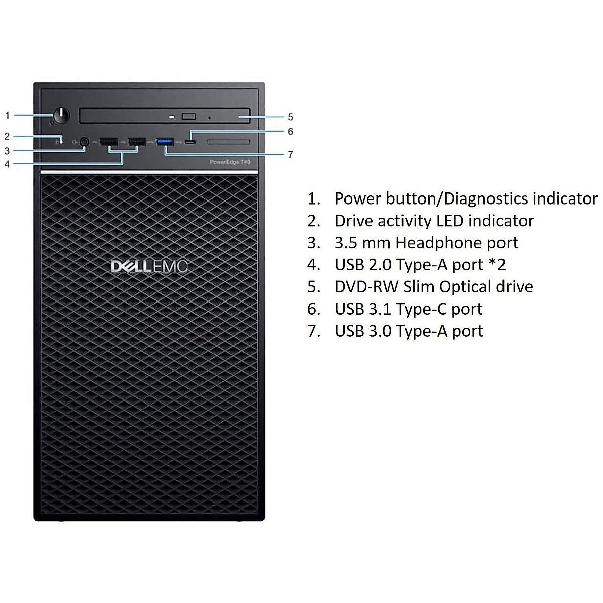 Dell PowerEdge T40 Server, BTX Intel Xeon E-2224G 3.5GHz, 8GB 2666MT/s DDR4, 1TB 7.2K RPM SATA, Windows Server License is not Included