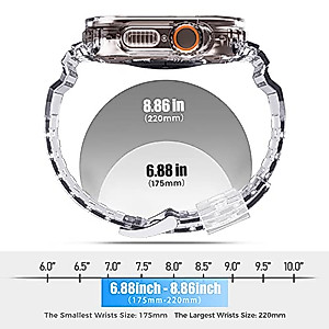 ABELTA Band Compatible for Apple Watch Ultra 49mm with Bumper Case Cover, Clear Crystal Men Women Durable Sport Transparent Protective Band for iWatch Ultra