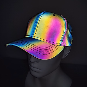 LZLRUN Rainbow Reflective Caps Men Fluorescent Hat Glow in The Dark