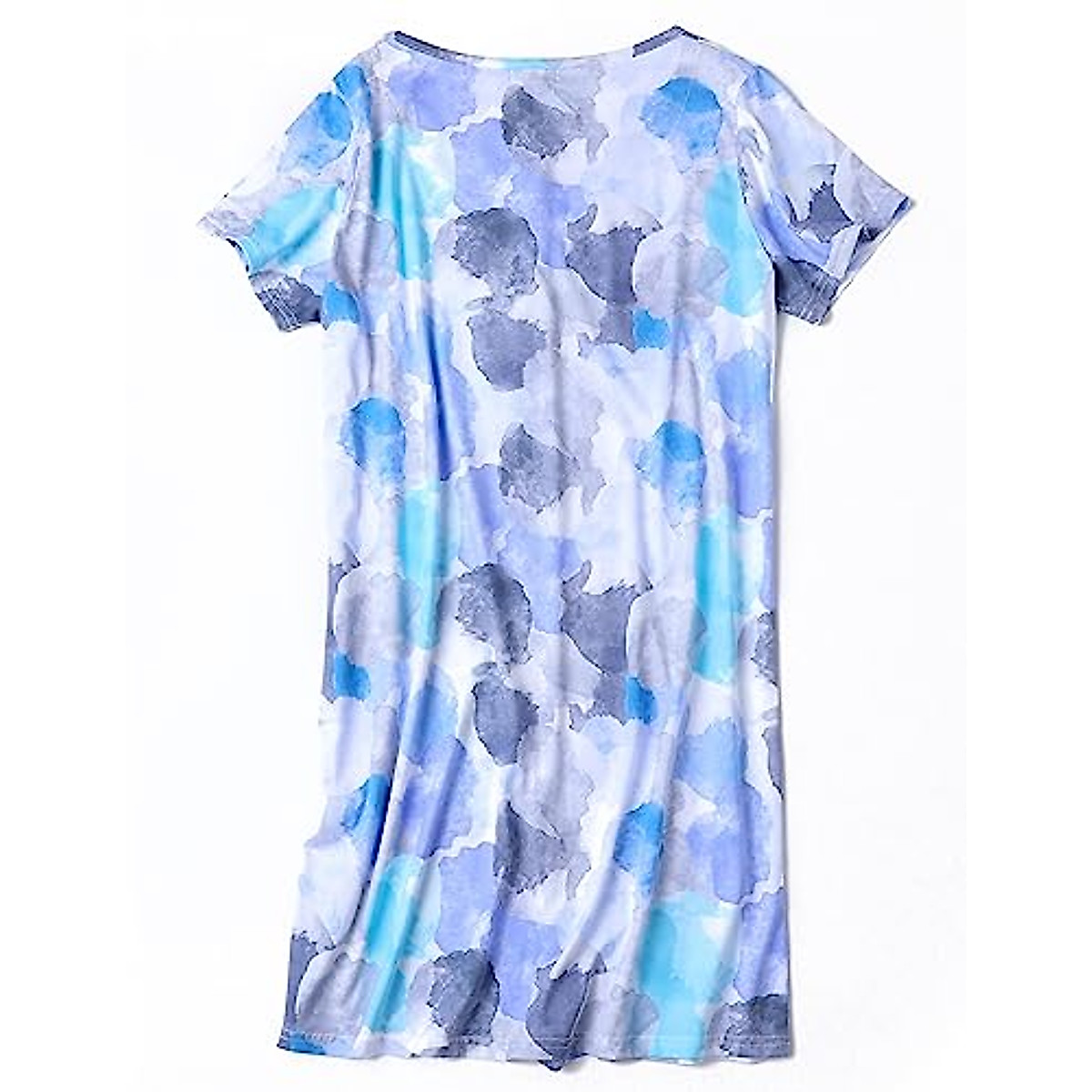 ENJOYNIGHT Womens Short Sleeve Nightgown Tie Dye Nightshirt Nursing Sleepshirts Breastfeeding Sleep Dress(White Color,X-Large)