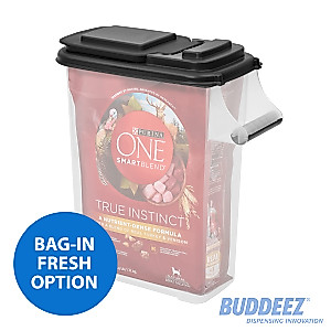 Buddeez Pet Food Storage Containers - Capacity Dog Food Storage Container, Cat Food Container, Bird Seed Storage Container, with Durable EZ Grip Handle, EZ Flip Lid & Scoop (2 Pack) 16 QT/16 LB