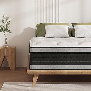 Bednew Queen Mattress, 10 Inch Hybrid Mattress with Gel Memory Foam & Individual Pocket Springs, Queen Size Bed Mattress in a Box, Pressure Relief & Motion Isolation, Medium Firm Mattress Queen