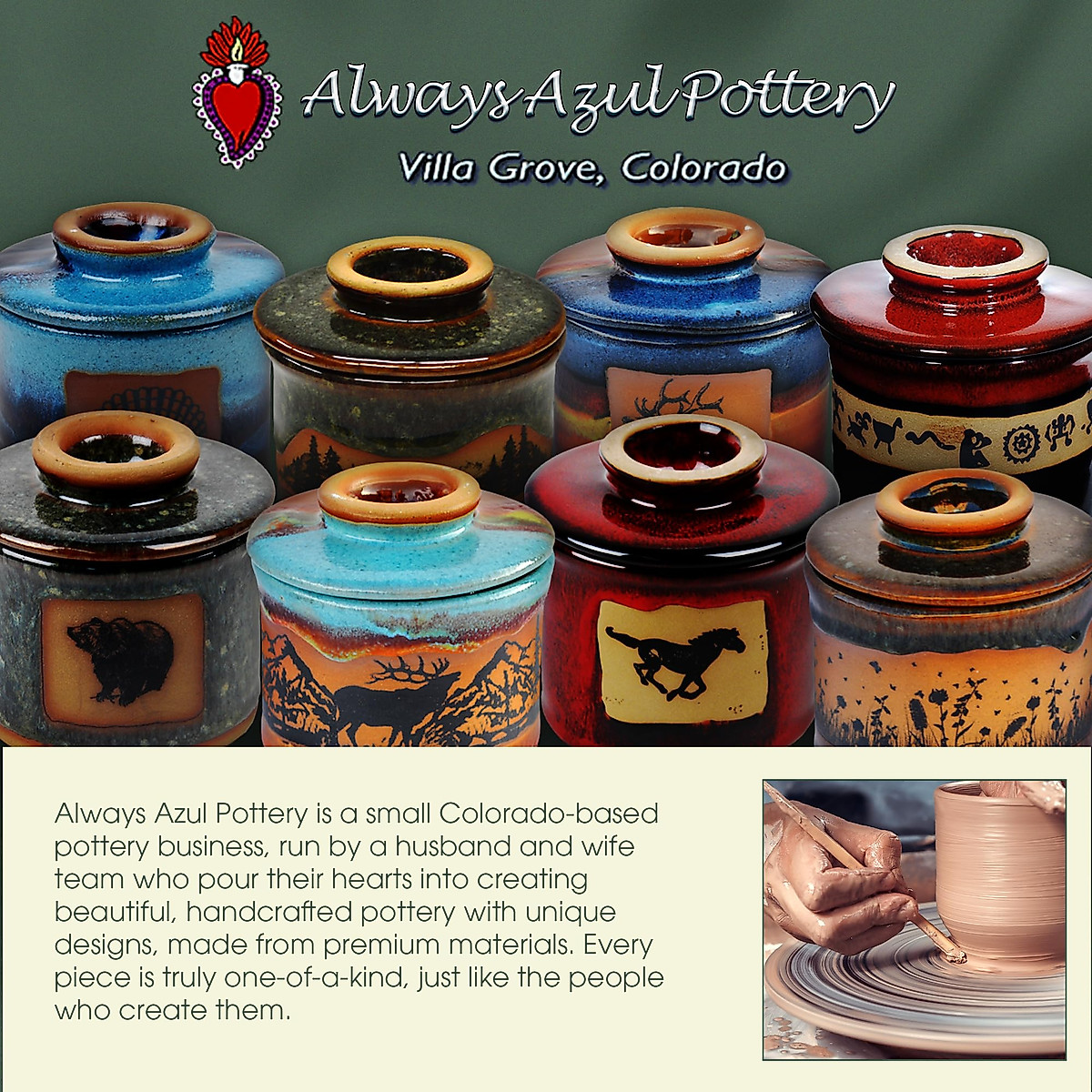 ALWAYS AZUL POTTERY French Butter Keeper in Mountain Waves - Handcrafted Ceramic Stoneware - French Butter Keeper Dish - Handmade Butter Container - Artistic Pottery Tableware