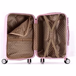 MUNROU Hello Girls Kitty Rolling Luggage Cute Pink Hardshell Carry On Suitcase with Wheels