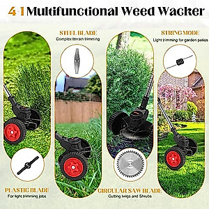 Weed Wacker, 21V Ohey Electric Cordless Weed Eater with 2Pcs 2.0AH Battery Powered, 4-in-1 Lightweight Portable Brush Cutter with Adjustable Length and Cutting Angle for Lawn, Yard, Garden