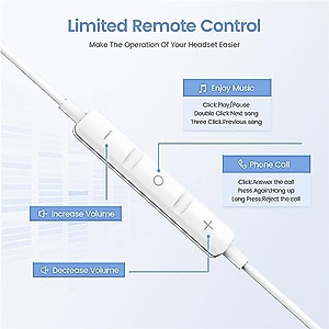 2 Pack Earbuds with 3.5mm Plug Wired Headphones/Earphones Built-in Microphone & Volume Control Compatible with iPhone,iPad,iPod,MP3/4,Android and 3.5mm Audio Devices
