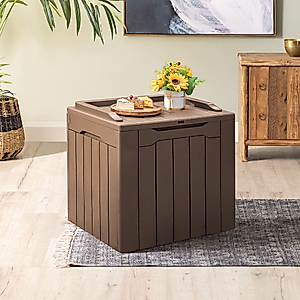 Homall 31 Gallon Resin Deck Box Waterproof Outdoor Storage Lockable Indoor Outdoor Organization and Storage Container for Patio Furniture Cushions, Garden Tools (Dark Brown)