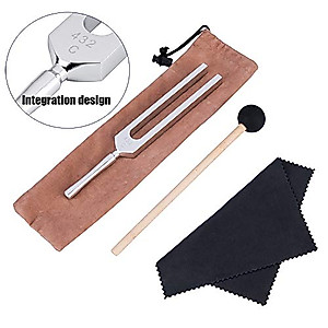 QIYUN Tuning Fork, 432 Hz Tuning Forks Healing Tuned, Tuning Fork with a Malle, Cleaning Cloth and Bag, Aluminum Alloy