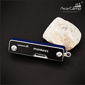 munkees 10-in-1 multi-purpose pocket tool with safety lock knives, rope cutter, bottle opener, screwdriver