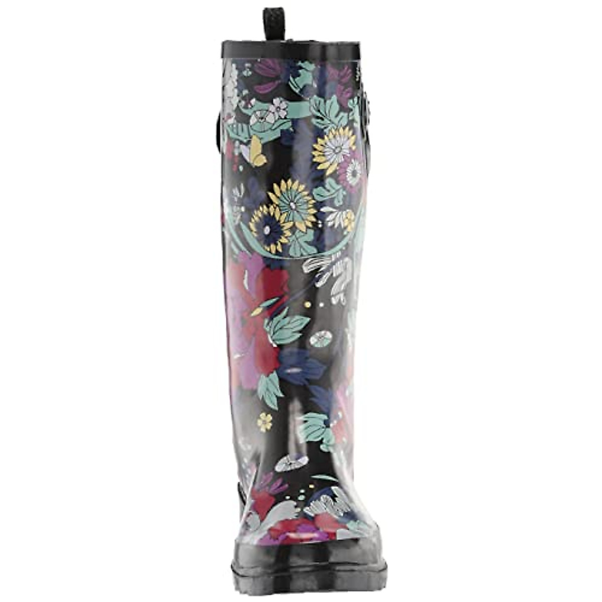 Sakroots Women's Rhythm Rain Boot, Black Flower Power, 8