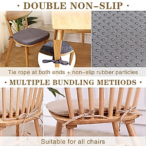 Kimgull Chair Cushions with Ties, Non Slip Chair Pads Set of 4, Thickened Breathable Cover Detachable Seat Cushion, for Kitchen Dining Living Room Office Chair (17x15.7x2In Yellow)