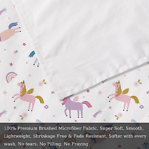 MUSOLEI Unicorn Fitted Sheet Set Full Girls Rainbow Star Sheet Pink Flower Bedding Set 1 Deep Pocket Fitted Sheet with 2 Pillowcases Multi-Colour Girls Kids Teenagers Gift Queen