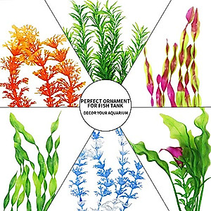 MyLifeUNIT Artificial Fish Tank Plants, 10 Pack Plastic Aquarium Plants Decorations