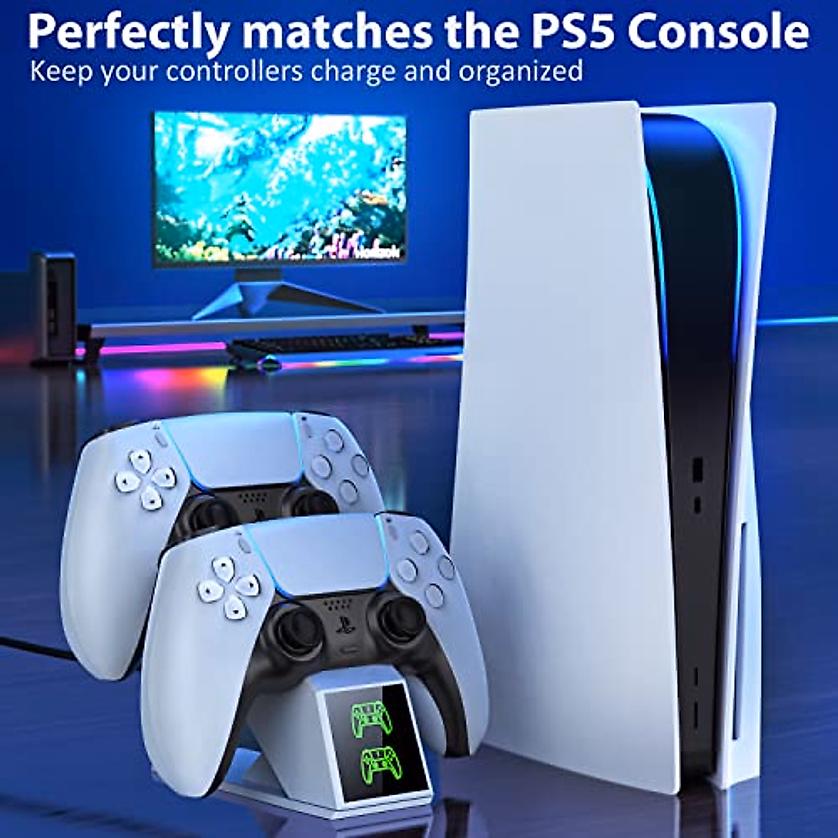 PS5 Controller Charger Charging Station, Dual PS5 Remote Charger Dock with Fast Charging AC Adapter 5V/3A for Playstation 5, OIVO Controller Charging Stand Replacement for DualSense Charging Station
