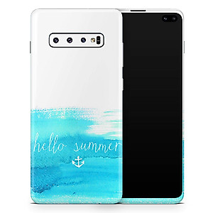 DesignSkinz Hello Summer Blue Watercolor Anchor V2 Protective Vinyl Decal Wrap Skin Cover Compatible with The Samsung Galaxy S20 (Screen Trim & Back Glass Skin)