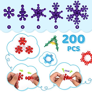 AVERYSHOP 200PCS Snowflake Interlocking Building Block, STEM Toys Educational Plastic Connect Block, Safe Material Creativity Kids Toys for Boys & Girls Ages 3+