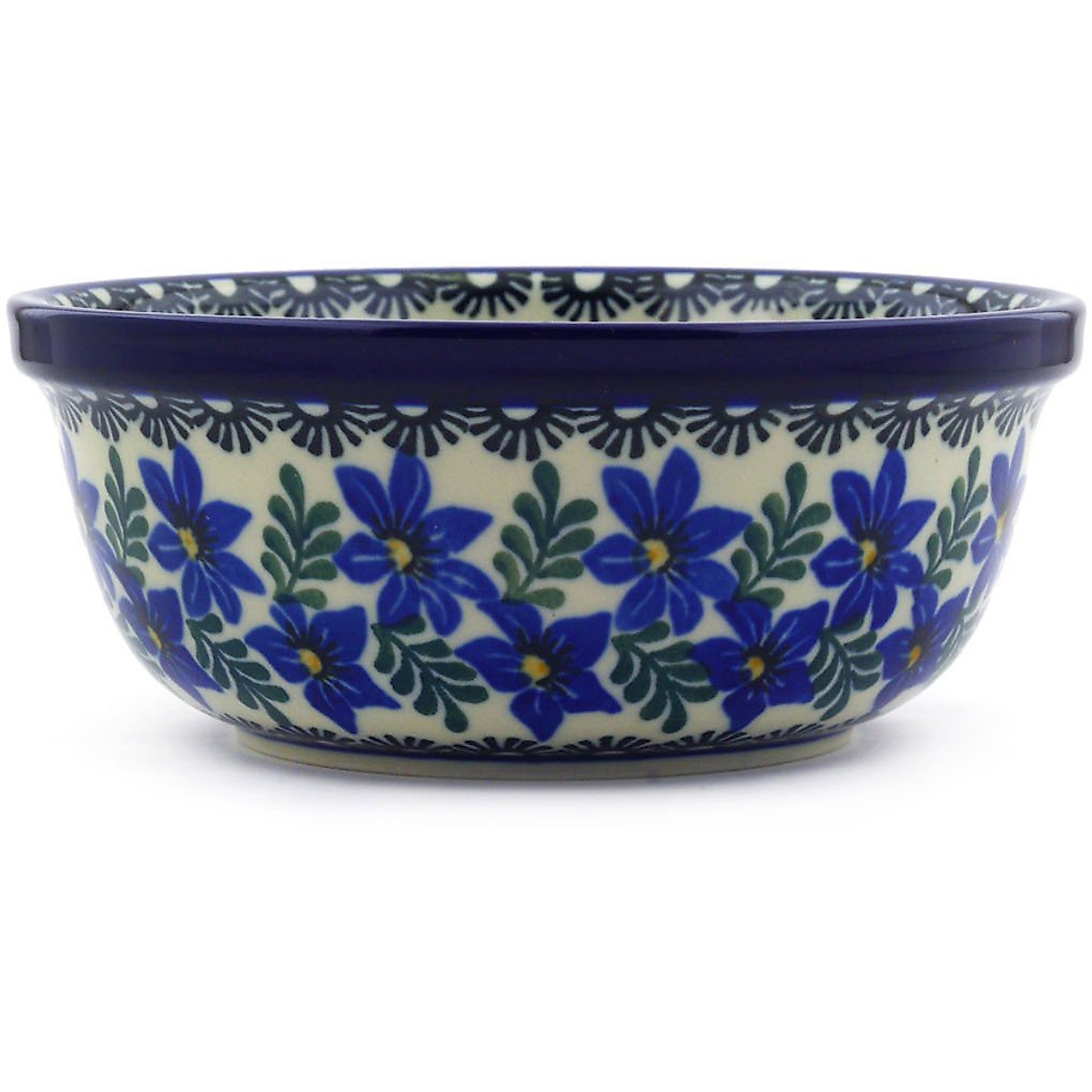 Polish Pottery Bowl 6-inch made by Ceramika Artystyczna (Blue Violets Theme)
