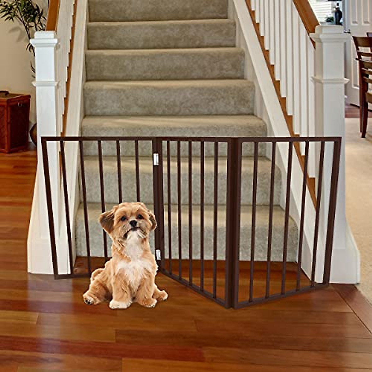 Pet Gate Collection – Dog Gate for Doorways, Stairs or House – Freestanding, Folding, Accordion Style, Wooden Indoor Dog Fence by Petmaker