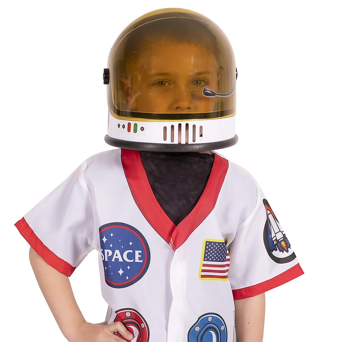 Narwhal Novelties Kids Space Helmet, Halloween Costume Helmet with Movable Visor - White, for Ages 5-12, Space Toy Helmet with Foam Padding, NASA Logo and USA Flag, Spacewalker Look