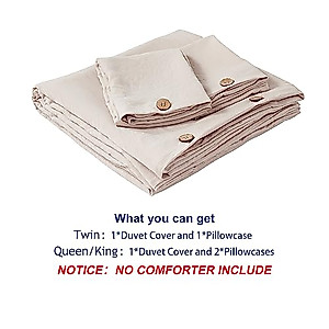 Anluoer Duvet Cover Queen Size,Beige Duvet Cover Set with Buttons Closure, Ultra Soft Washed Microfiber Bedding Comforter Cover with 2 Pillowcases for All Season(Beige, 90x90 inches, 3 Pieces)