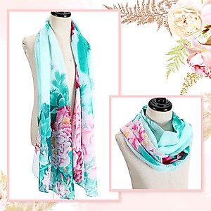 Sureio 6 Pcs Scarves for Women Lightweight Summer Floral Print Pattern Scarf for Women Dressy Long Thin Scarf Shawl(Stylish Style)