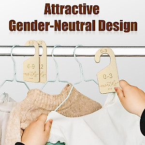 8pcs Baby Clothes Dividers, Wooden Infant Closet Dividers Hangers Lovely Size Closet Organizer from New Born to Toddler Nursery Closet Dividers for Girls Boys Wardrobe