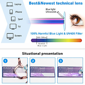 REAVEE 3 Pack Oprah Style Reading Glasses Blue Light Blocking Computer Square Retro Readers for Women with Spring Hinge 2.0