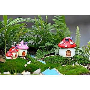 SUN-E 4 Color&Size in Set Miniature Fairy Garden Mushroom House Ornament Outdoor Decor Home Office School Decoration
