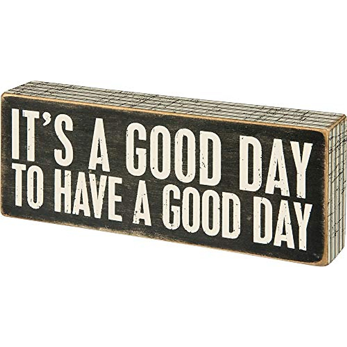 Primitives by Kathy 31127 Pinstriped Trimmed Box Sign, 8" x 3", A Good Day