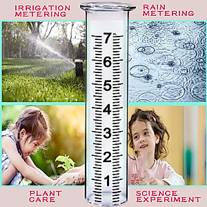 BIUWING 7" Capacity Glass rain Gauge Replacement Tube for Outdoors Yard Garden with Lip, Best Rated, Easy to Read (2 pcs)