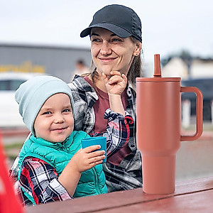 40 oz Leak Proof Insulated Tumbler with Handle Flip Straw Lid Rubber Base,BPA Free Stainless Steel Water Bottle Hot/Cold Insulation Vacuum Quenchers,Travel Mug Gifts for Women/Men/Her/Him