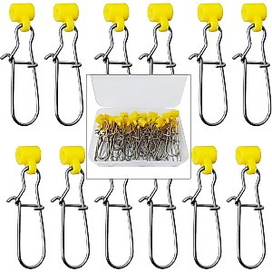 Tenalleys 40Pcs Stainless Steel Fishing Line Sinker Slides Catfishing Rig with Duo Lock Snaps Heavy Duty Sinker Slider Swivel Snap Kit for Fishing Tackle (Yellow)