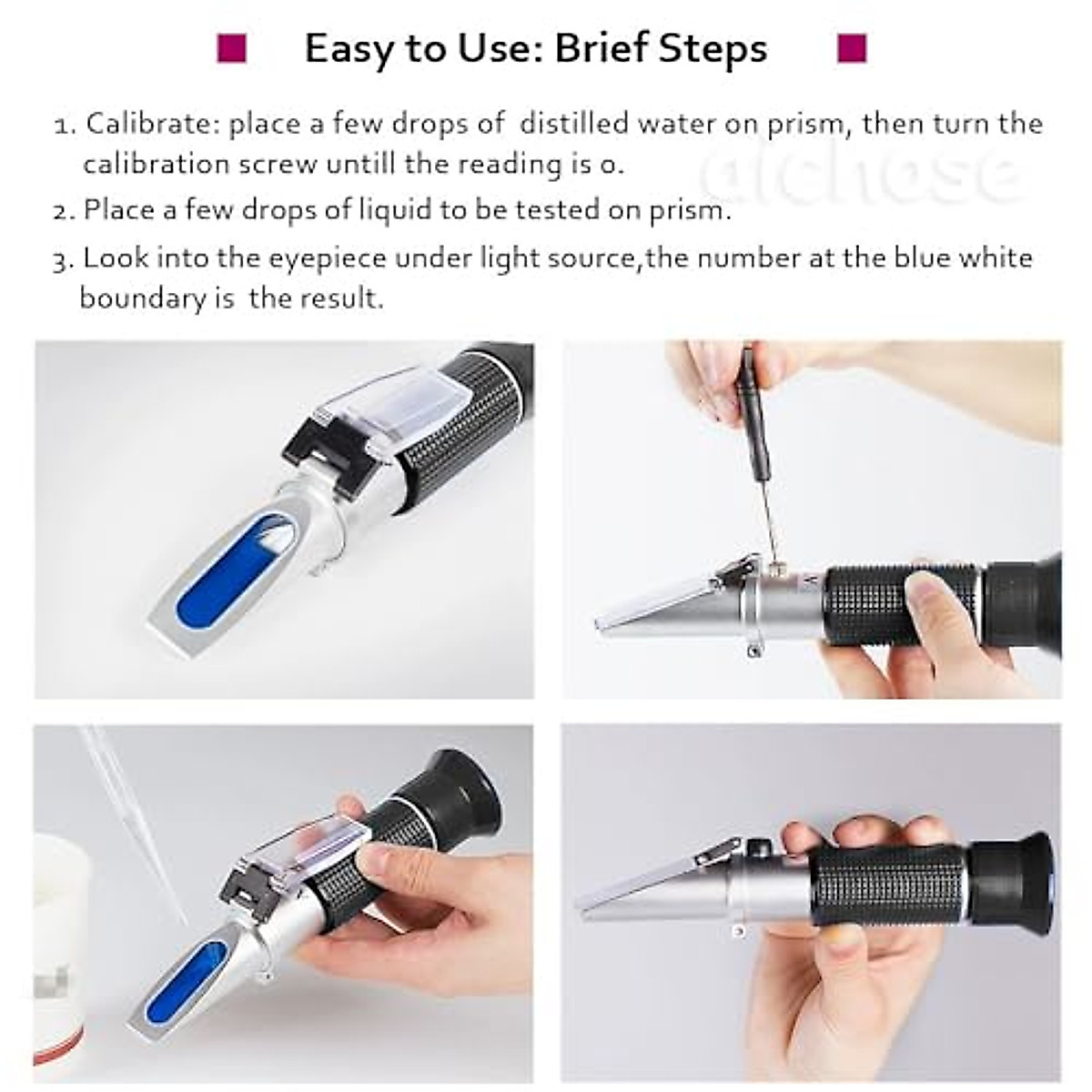 Refractometer for Grape Wine Brewing, Measuring Sugar Content in Original Grape Juice and Predicting The Wine Alcohol Degree, Dual Scale of 0-40% Brix & 0-25% vol Alcohol, Wine Making Kit