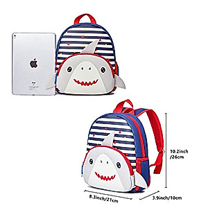 KK CRAFTS Toddler Backpack, Waterproof Preschool Backpack, 3D Cute Cartoon Neoprene Animal Schoolbag for Kids, Lunch Box Carry Bag for Boys Girls,Grey Shark