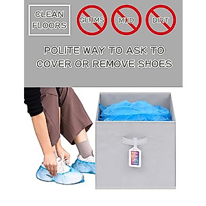 ECLAT Shoe Covers Box 12 Inch Storage Cubes- 1 Pack Foldable Shoe Booties Holder, Dispenser Bin for Guest, Homeowner, Realtor, Open House, Real Estate Agent Supplies, Light Gray