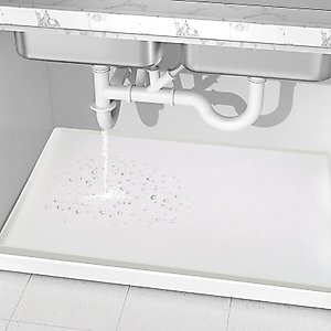 SEVCHY Under Sink Mat 34''x22'', Silicone Under Sink Cabinet Protector Mat, Silicone Waterproof Mat Multi-functional for Kitchen, Bathroom and Laundry Room, Easy to Install Flexible Mat (Grey)