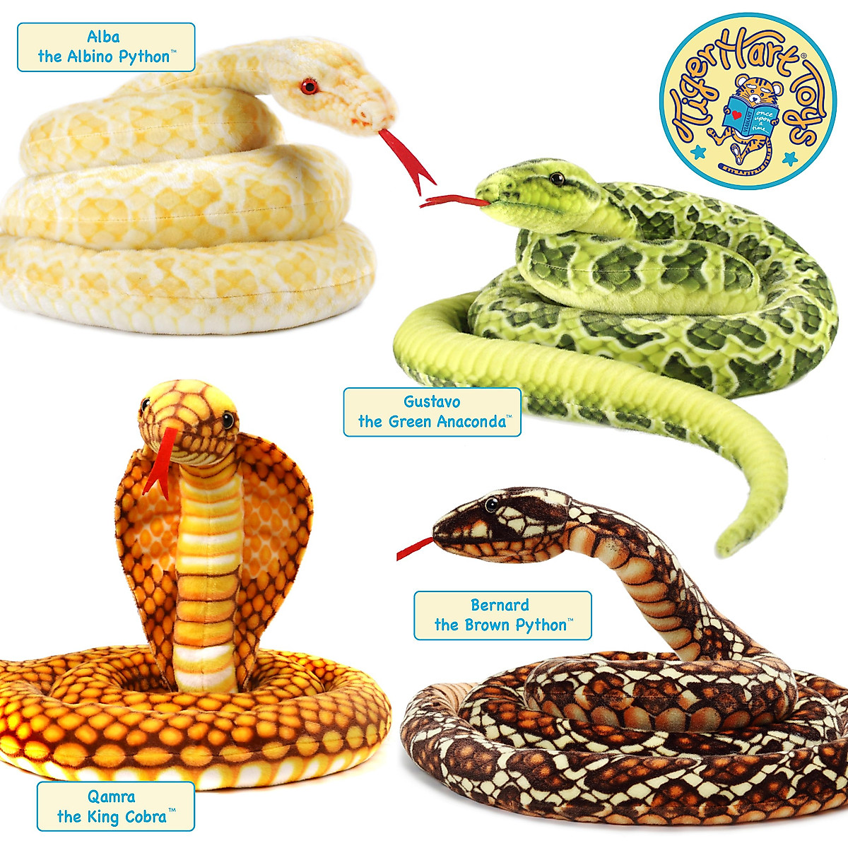 TigerHart Bernard The Brown Python - 9 5 Foot Long Stuffed Animal Plush Snake